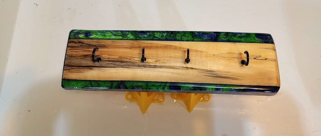 Wood and Epoxy Resin Key Ring Rack. - Etsy