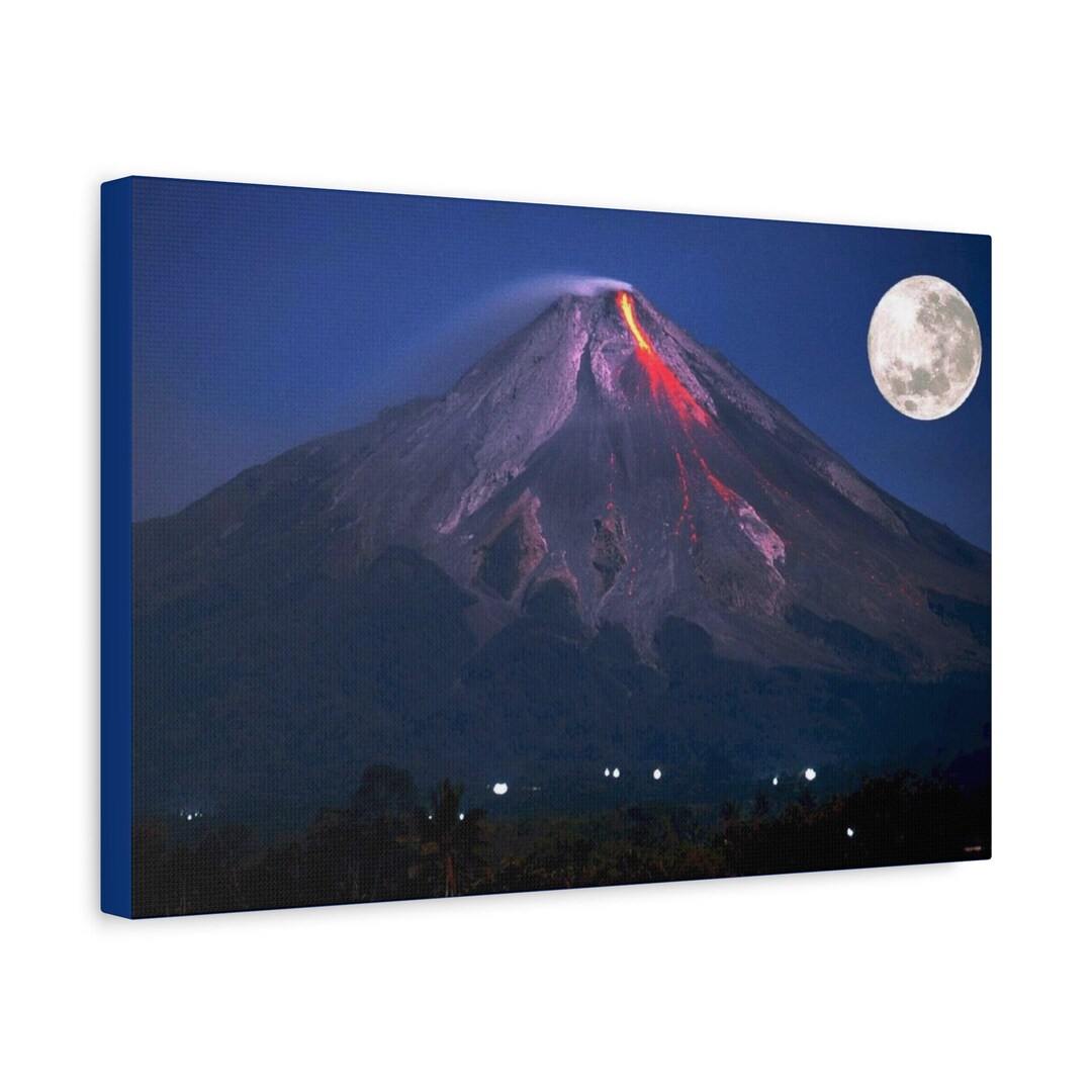 Matte Canvas Depicting an Erupting Volcano in the Evening - Etsy