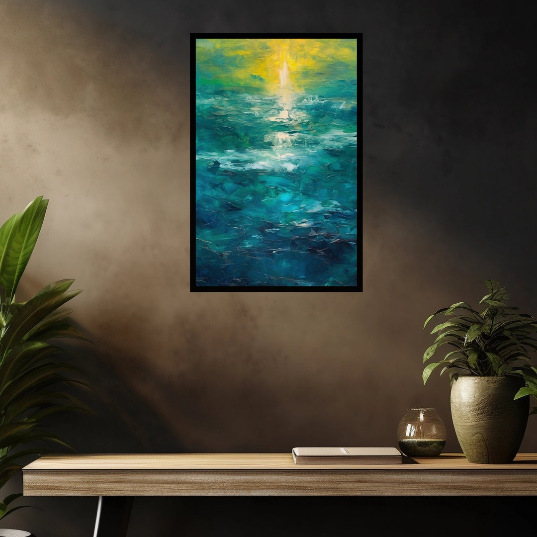 Gallery Canvas Wraps, Vertical Frame, Teal Color Framed Canvas Art ...