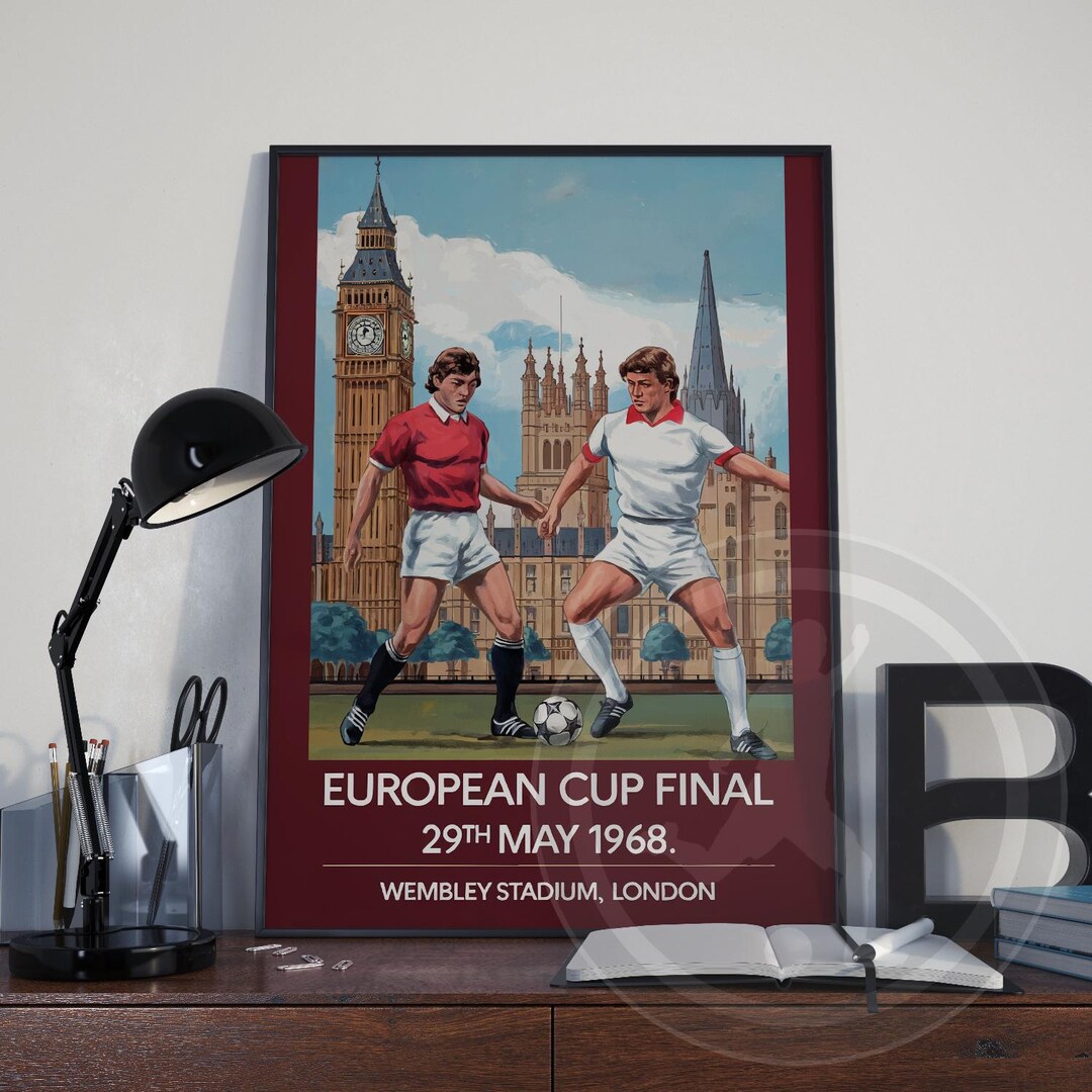 Vintage Soccer 1968 European Cup Final Rolled Poster, Wall Decor ...