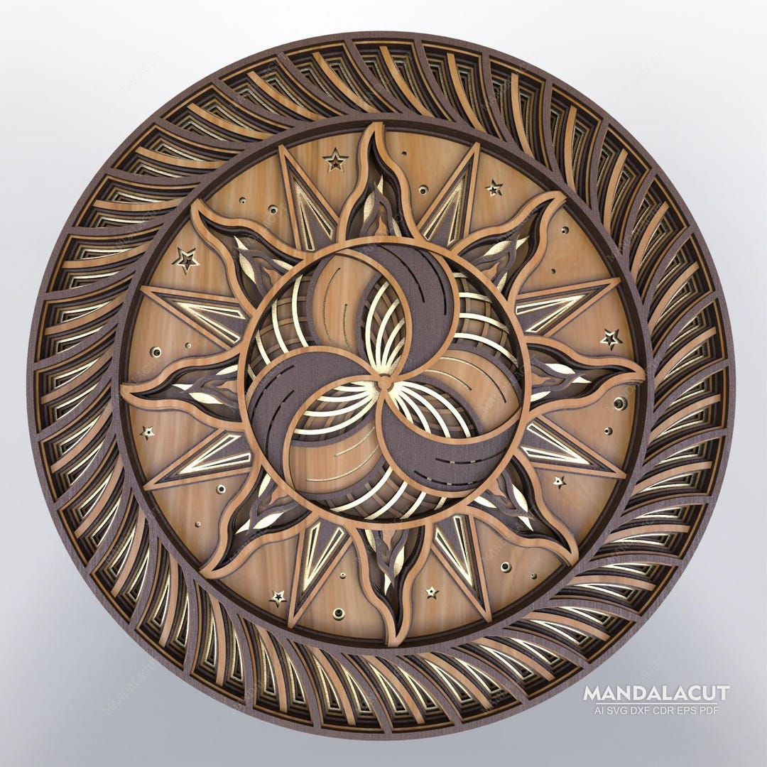 8 Layers Laser Cut Lotus Mandala Multilayer SVG Template Lotus Flower ...