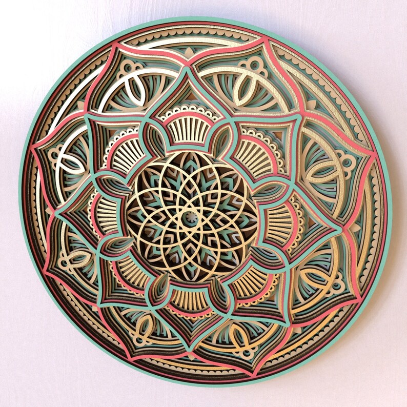 7 Layers Laser Cut Multilayer Mandala Wall Art Svg Template Glowforge ...