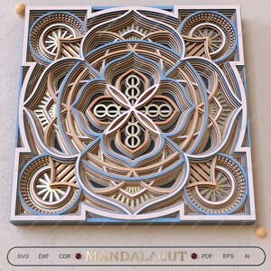 9 Layers Laser Cut Multilayer Mandala Wall Art Svg Template Glowforge ...