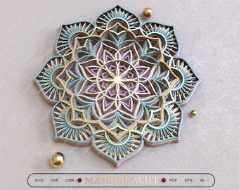 Multilayer Mandala SVG Template 3D Layered Vector Cutting File for Laser Cut, Cricut, Glowforge ...