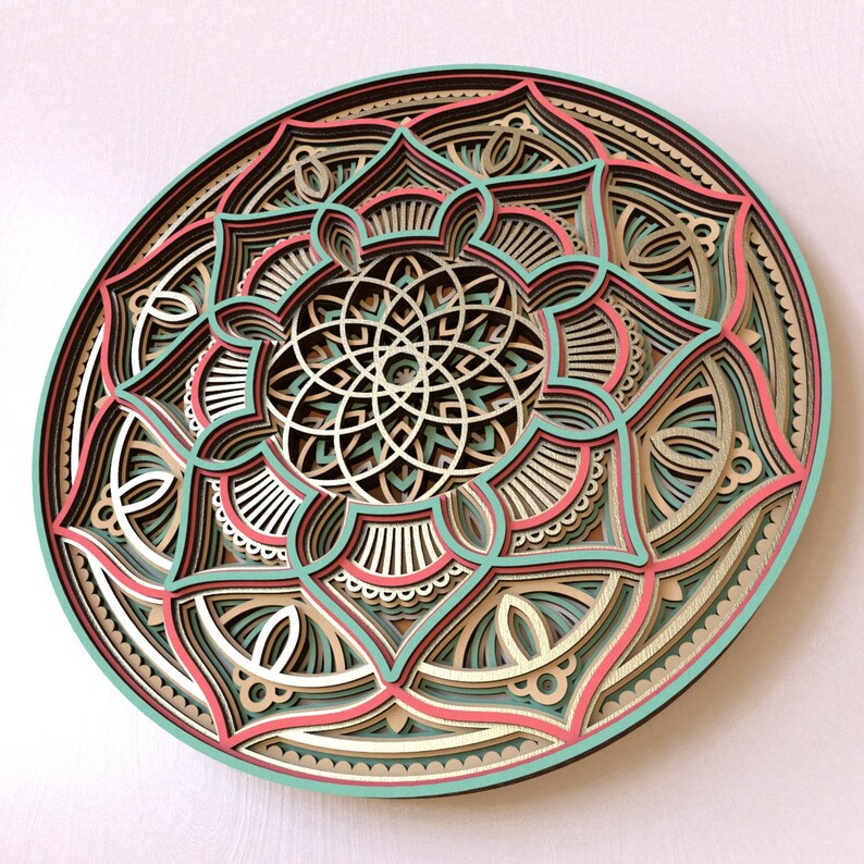 7 Layers Laser Cut Multilayer Mandala Wall Art Svg Template Glowforge ...