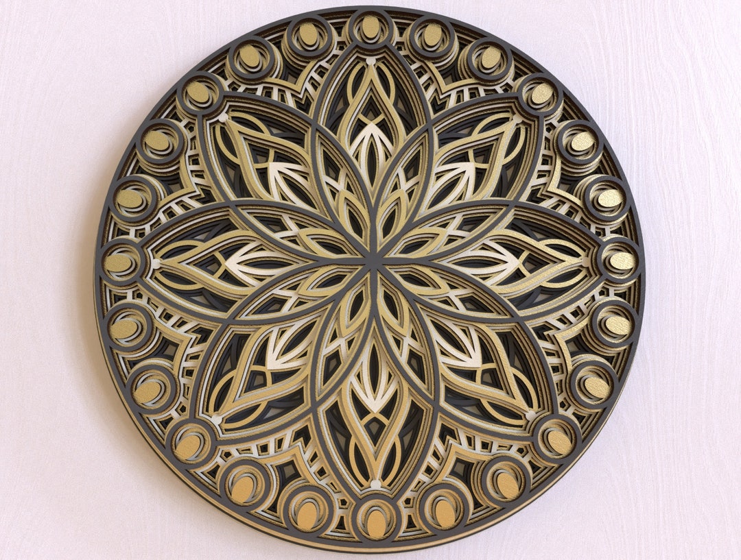 7 Layers Laser Cut Multilayer Mandala Wall Art Svg Template Glowforge ...