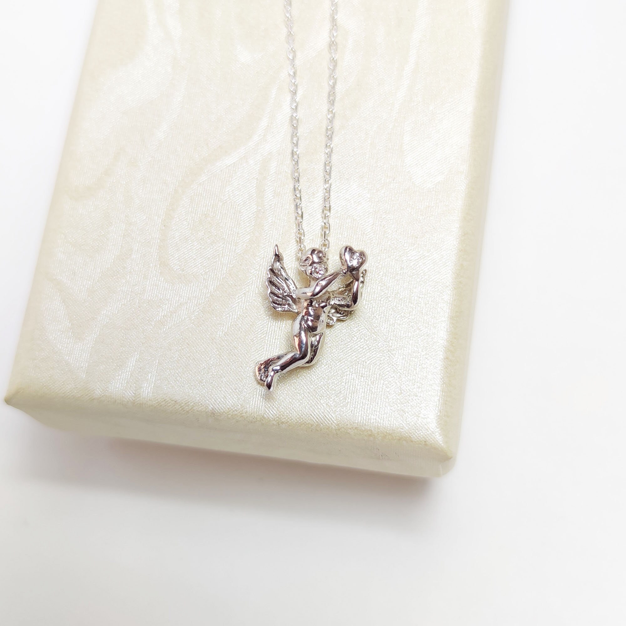 Women Necklace, Cupid Pendant, Solid Silver 925, Love Pendant, Women ...