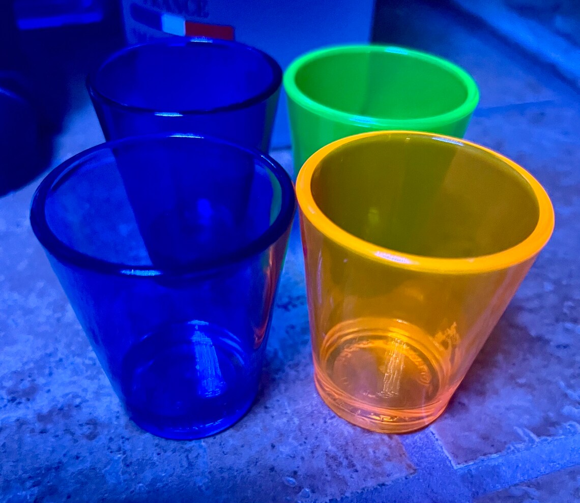4 Plastic Blacklight Reflective Shot Glasses - Etsy