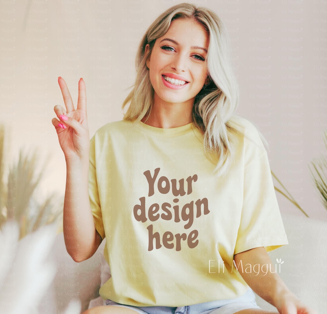 Butter Yellow T-shirt Mockup / Comfort Colors C1717 Butter Tee Mock-up ...