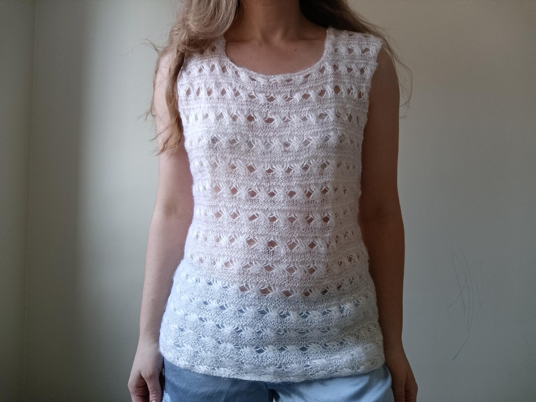 Vintage White Mohair Hand Knitted Top - Etsy