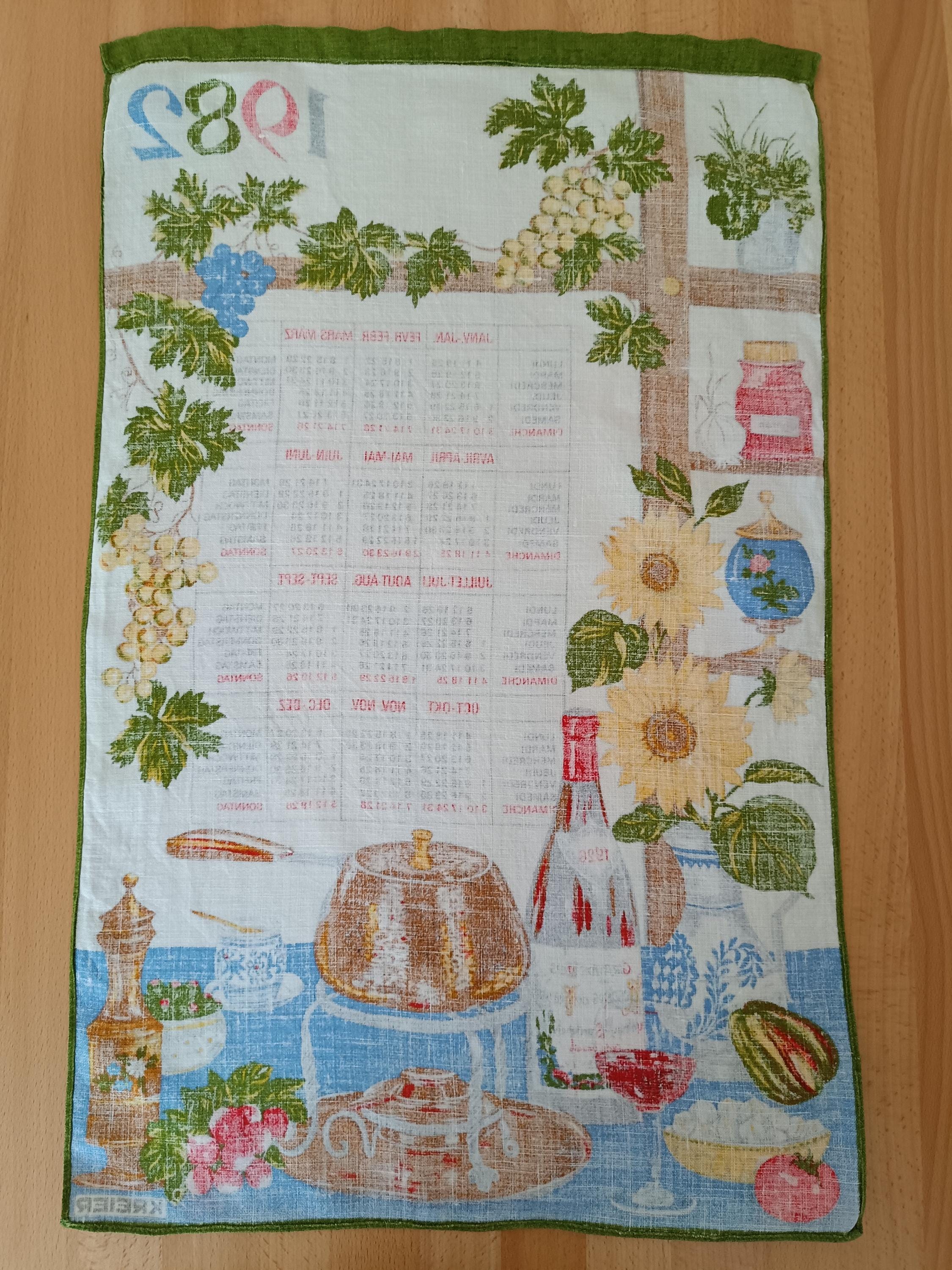 Vintage Kitchen Linen Towel Calendar 1982 With Fondue Kreier - Etsy