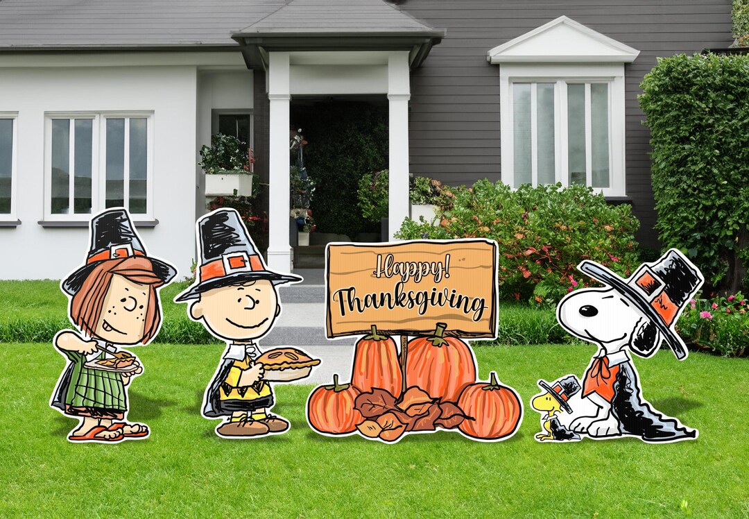 Thanksgiving Charlie Brown Yard Signs, Lawn Signs, Thanksgiving Cutouts, Garden Decor ...