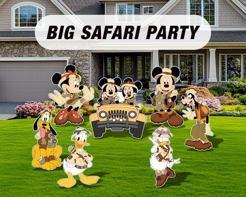 Mickey Mouse Safari Themed Birthday Party Cutouts, Decorations ...