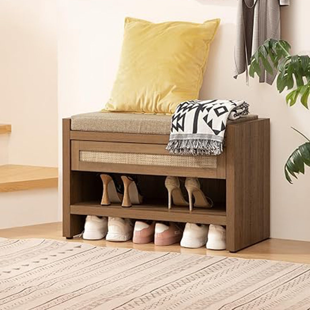 Natural Oak Shoe Bench Entryway Bench With Storage Drawer - Etsy