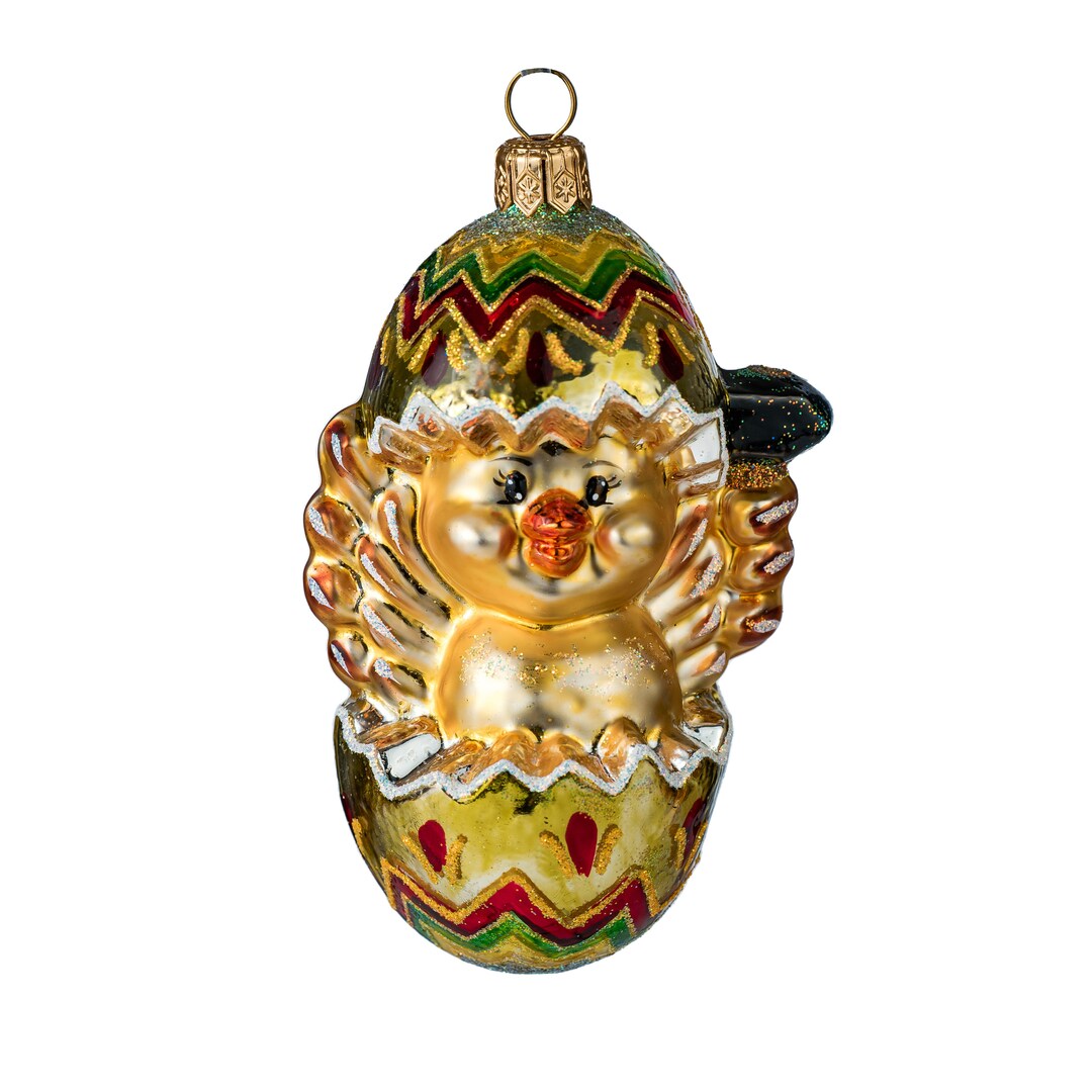 Gold Easter Egg Glass Ornament – Hand-painted Spring Decoration ...