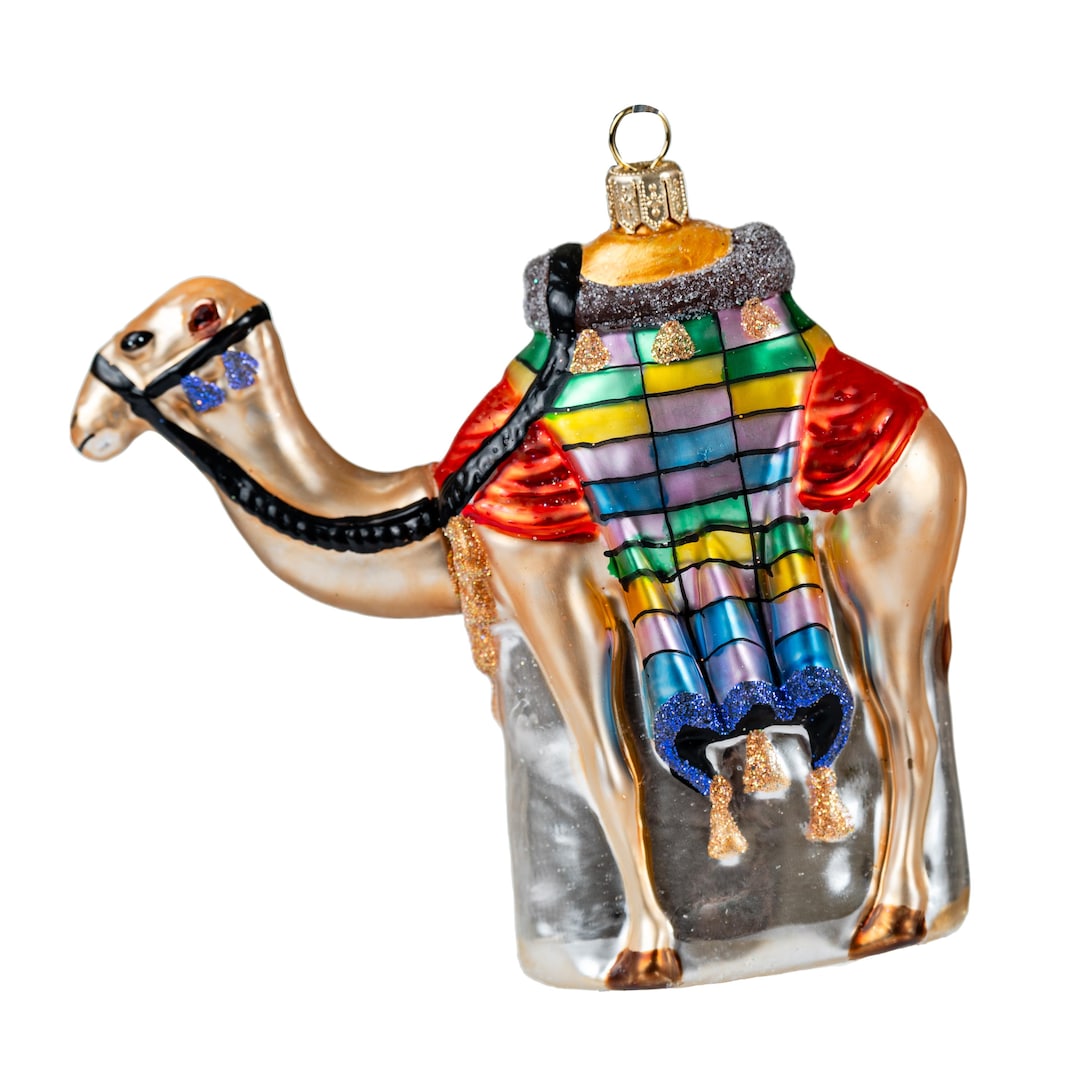 Camel With a Red Saddle, Glass Christmas Ornament, Home Decoration ...
