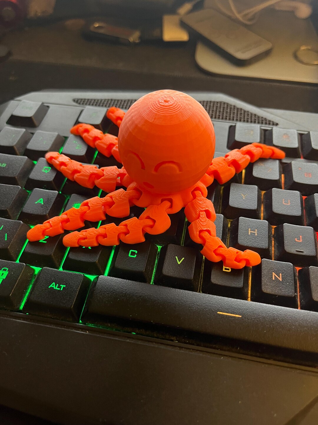 Articulated Octopus – 3D Printed Fidget Toy – Orange PLA+ – Poseable ...