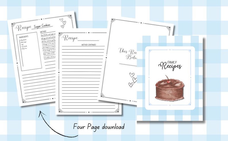 PRINTABLE Recipe Page Template, Recipe Card, Blank Recipe Sheet to ...