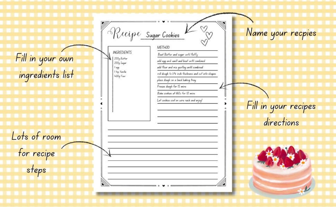 PRINTABLE - Digital Download Cookbook Template, Personalised Recipe ...