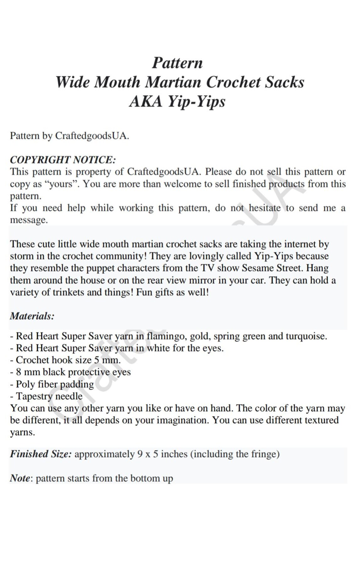 CROCHET PATTERN Mini Yip Yip, Crochet Pendant Yip Yip, Car Hanger ...