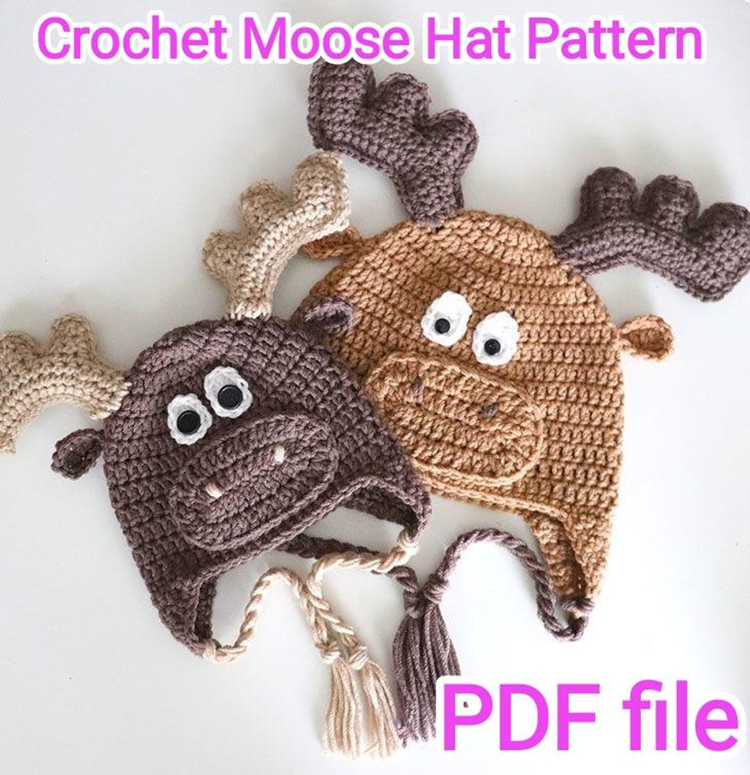 Crochet Moose Hat Pattern, Moose Hat Crochet Tutorial, How to Crochet a ...