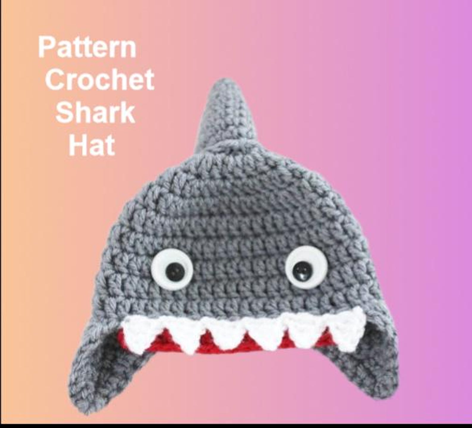 Crochet Shark Hat Pattern, Shark Hat Crochet Tutorial, How to Crochet a ...