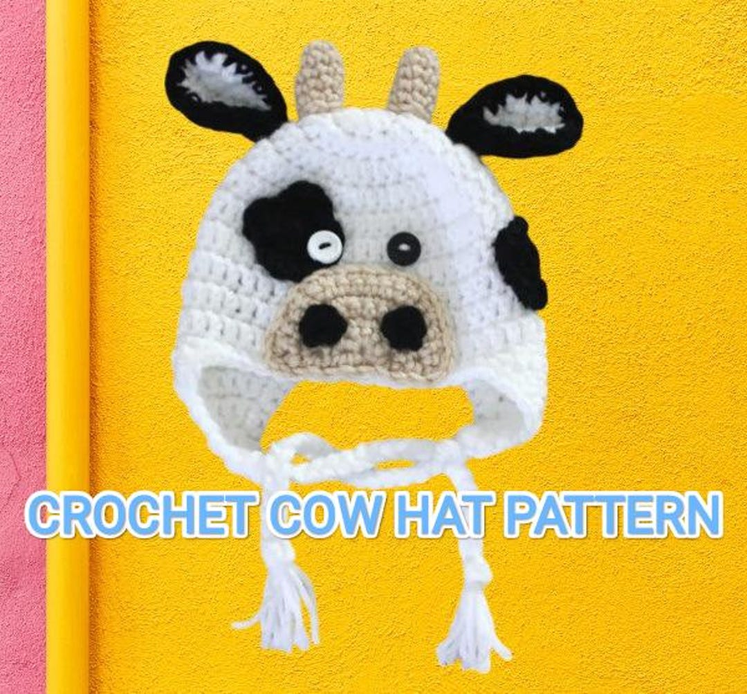Crochet Cow Hat Pattern, Cow Hat Crochet Tutorial, How to Crochet a Cow ...