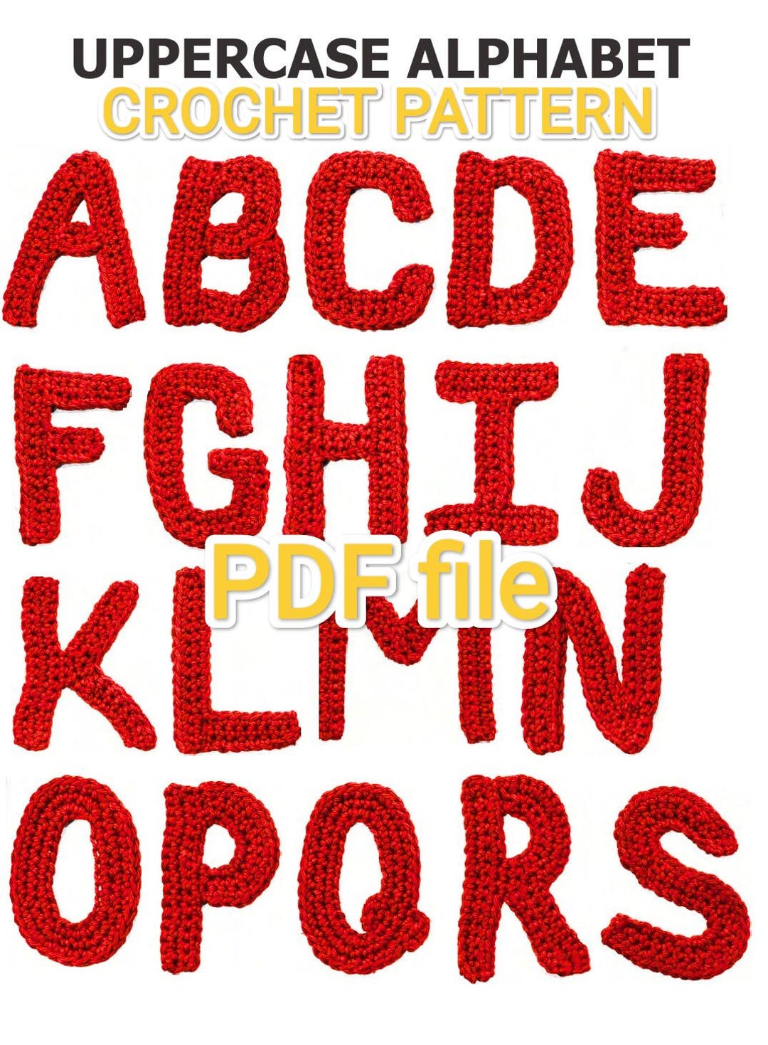 Crochet Pattern Uppercase Alphabet, Crochet Letters, Crochet Abs ...