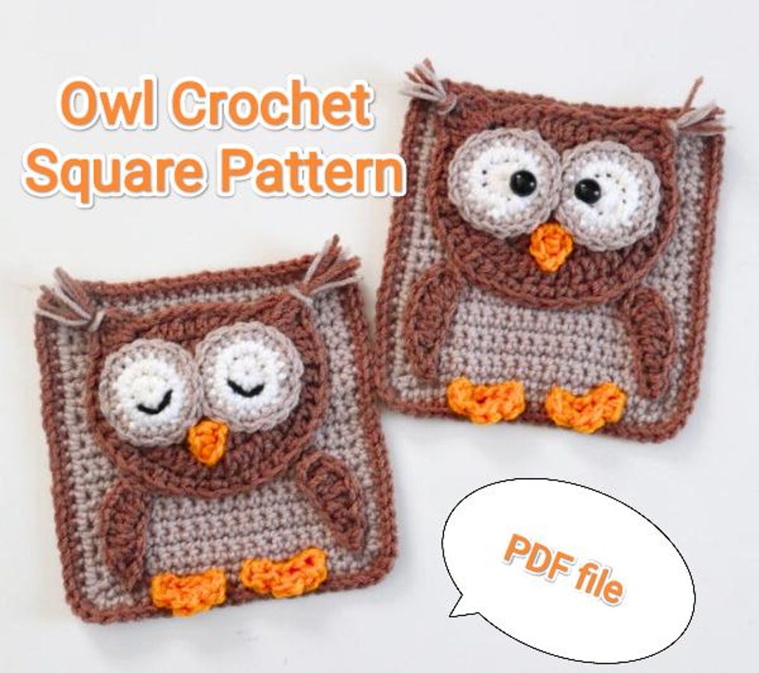 Owl Crochet Square Pattern, Easy Owl Crochet Square Tutorial, Owl ...