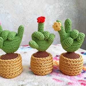 Crochet Cactus Hand Pattern, Middle Finger Cactus, Victory Cactus, Rock ...