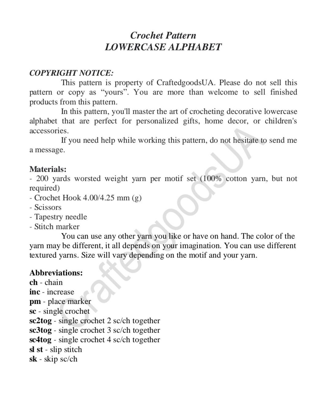 Crochet Pattern Lowercase Alphabet, Crochet Pattern Letters, Crochet ...