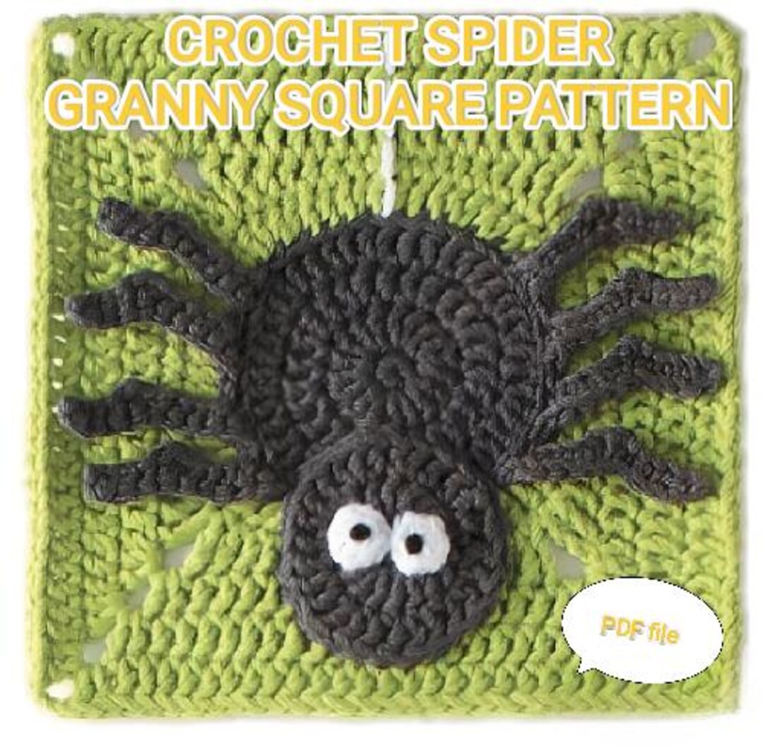 Crochet 3D Spider Granny Square Pattern, Crochet Spider Motif, Crochet ...