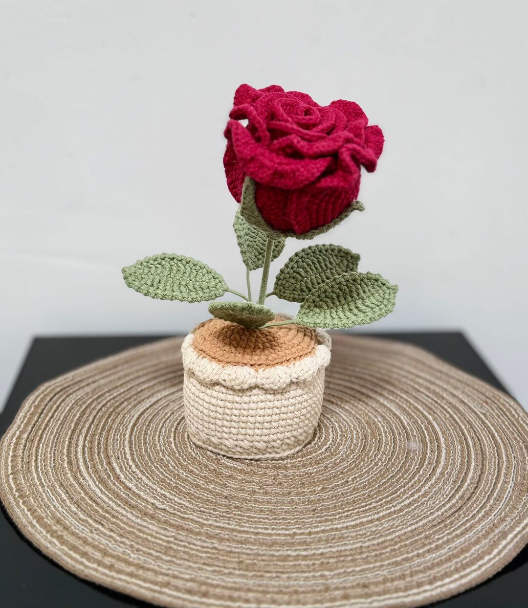 Artificial Rose Flower, Handmade Knitted Rose Flower, Crocheted Rose ...