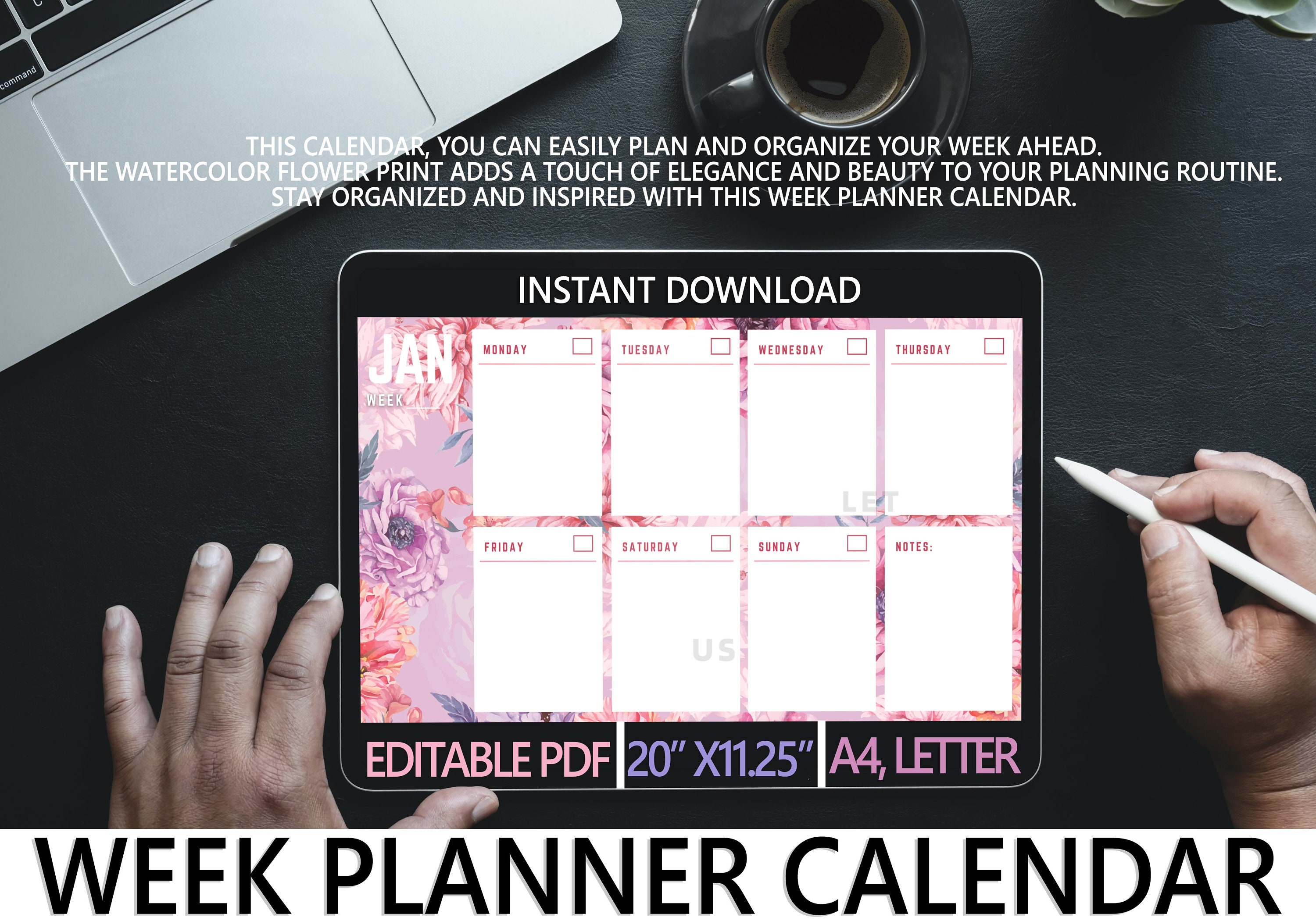 Editable Weekly Planner, Printable, Digital Design, Instant Download ...