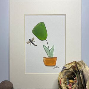 Dragonfly, Tulip, Friendship Picture Sea Glass Pebble Art by Natalie ...