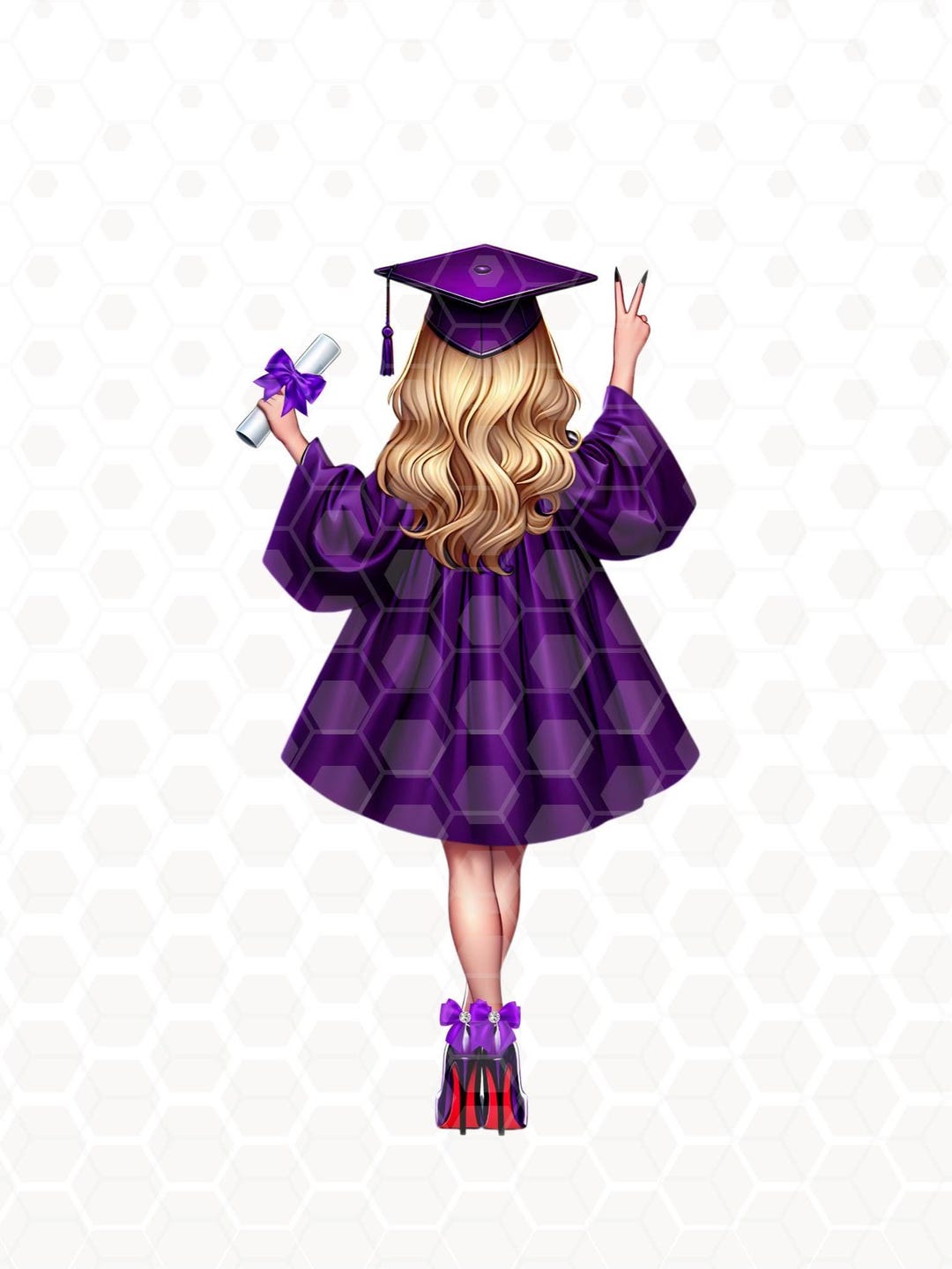 Graduation Girl Clipart, High School & College Grad, Blonde in Purple ...