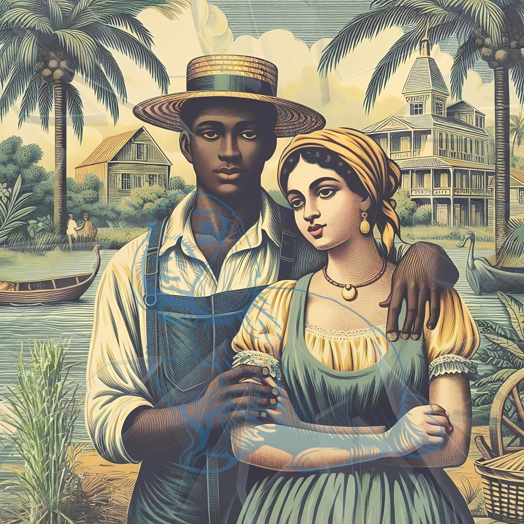 Toile De Jouy Black Louisiana Purchase Era Couple Digital Print for ...