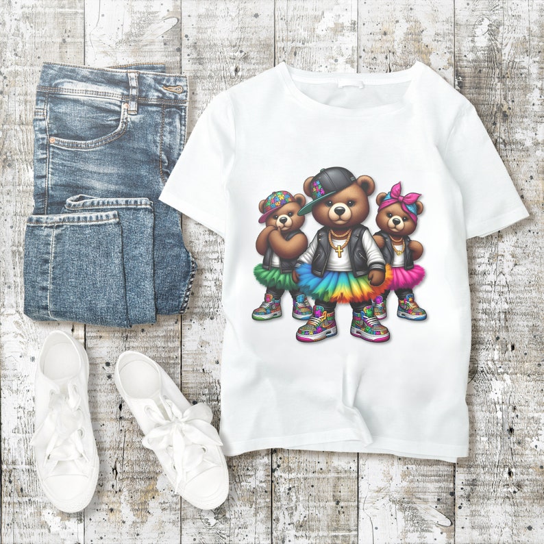 Autism Hip Hop Awareness Png Colorful Spectrum Art Neurodivergent Teddy ...