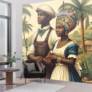 Toile De Jouy Black Louisiana Purchase Era Couple Digital Print for ...