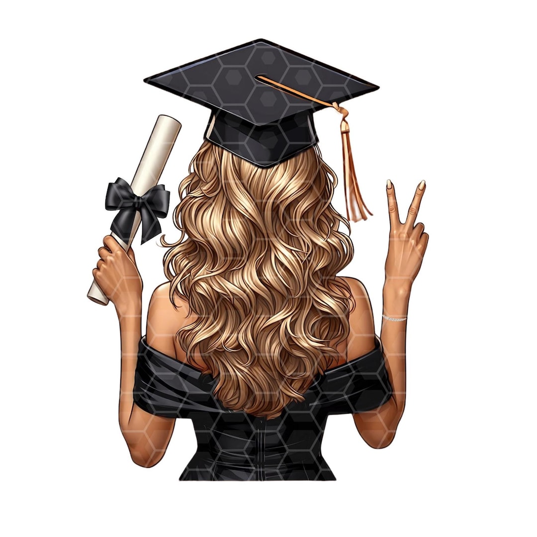 Senior Graduation Head PNG | Blonde Girl Grad Cap Topper Clipart ...