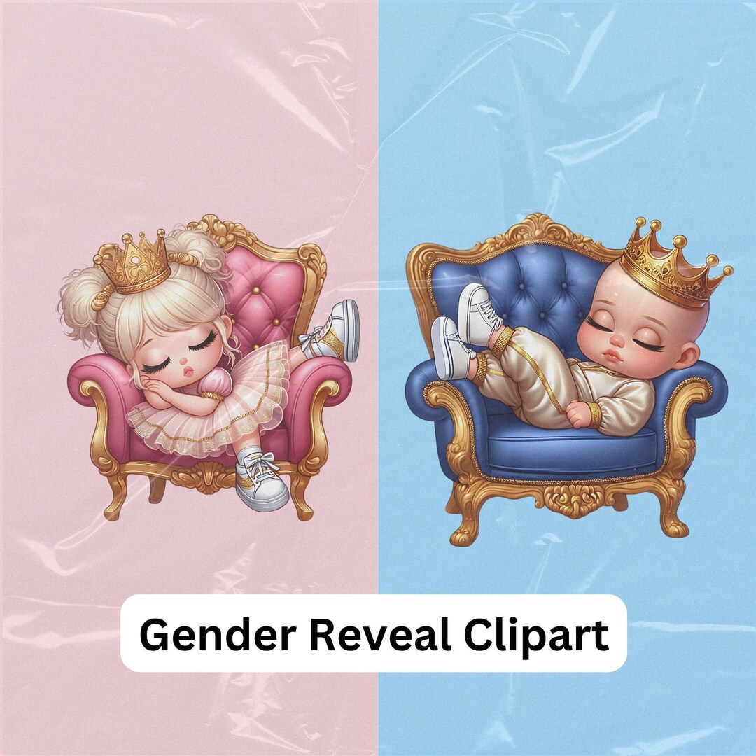 Gender Reveal Baby Boy and Girl Nursery Clip Art Baby Rattle Gender ...