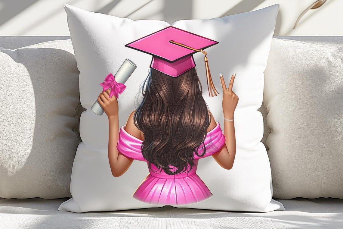 Senior Graduation Head PNG |brunette Girl Grad Cap Topper Clipart ...