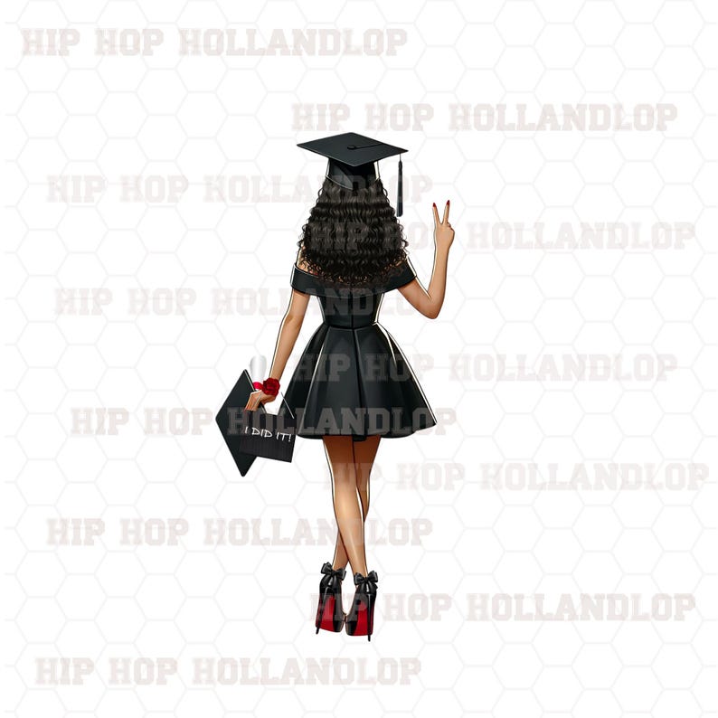 Graduation Girl Clipart – Brunette Wavy Hair Graduate Digital Art for T ...