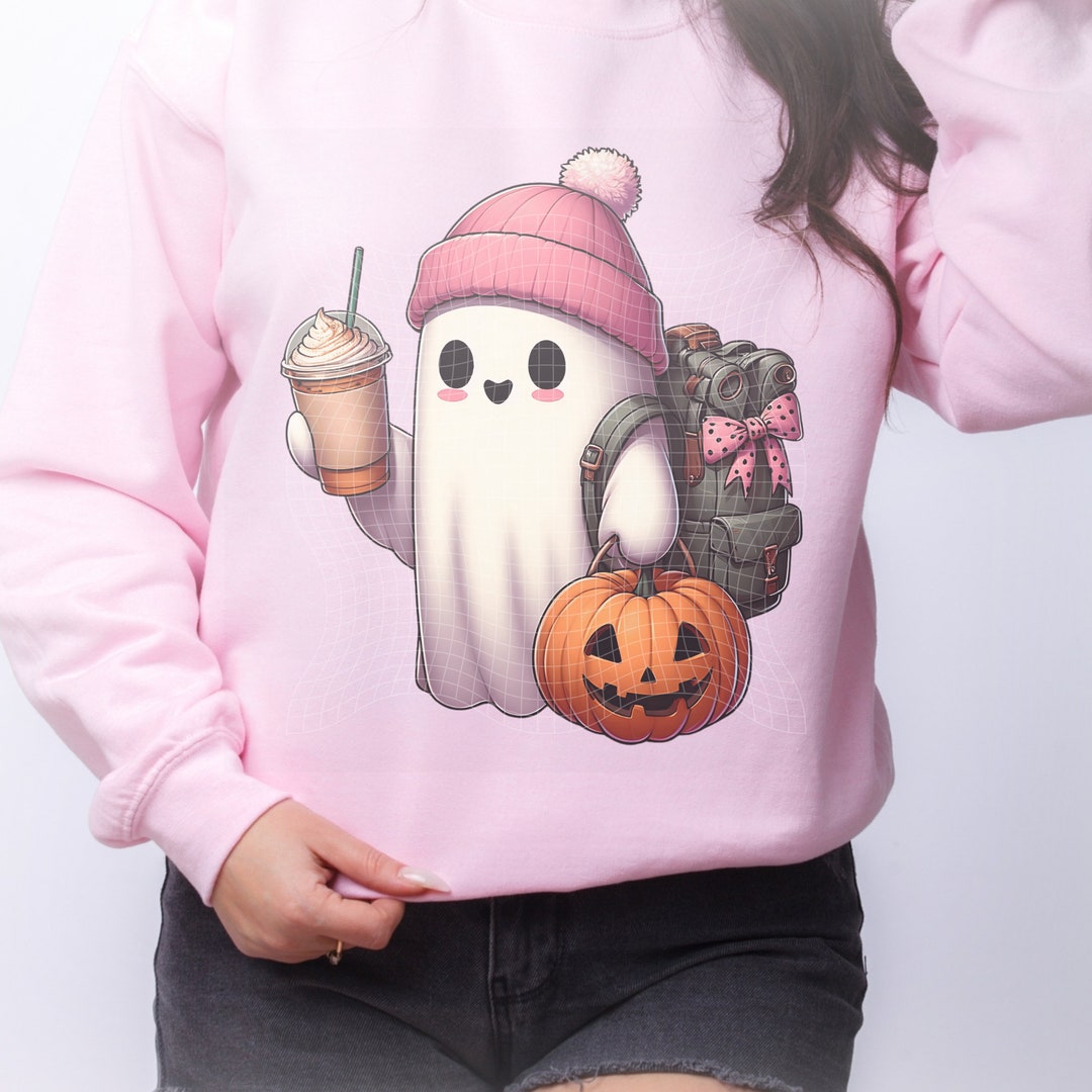 Halloween Cute Girl Ghost Coffee Pumpkin Halloween PNG Boujie Ghost Boo ...