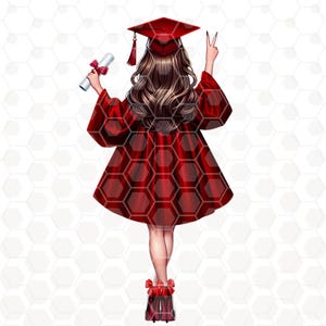 Graduation Girl Clipart, High School & College Grad, Brunette in Red ...