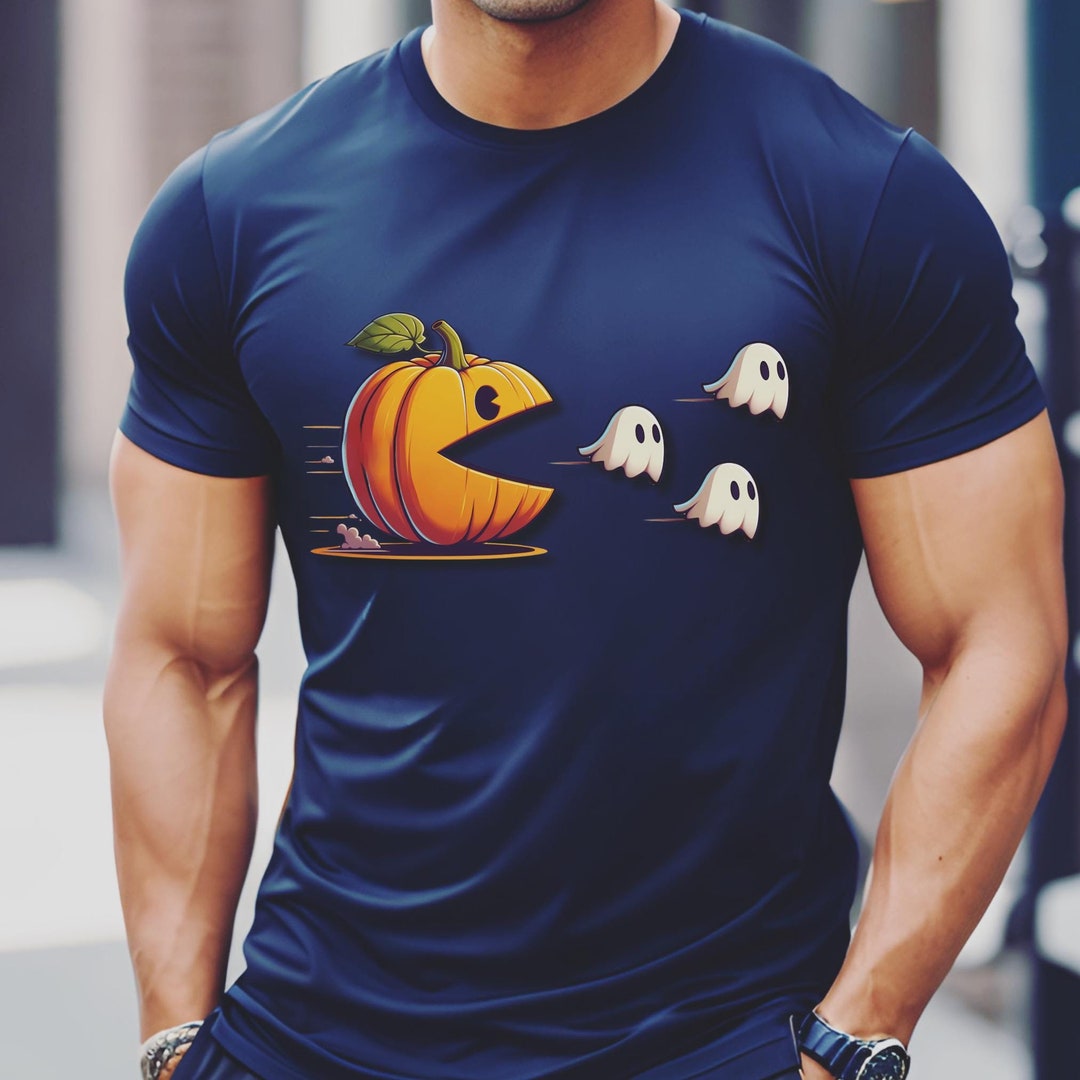 Halloween Pumpkin and Ghosts |retro Arcade-inspired Pumpkin Chasing ...