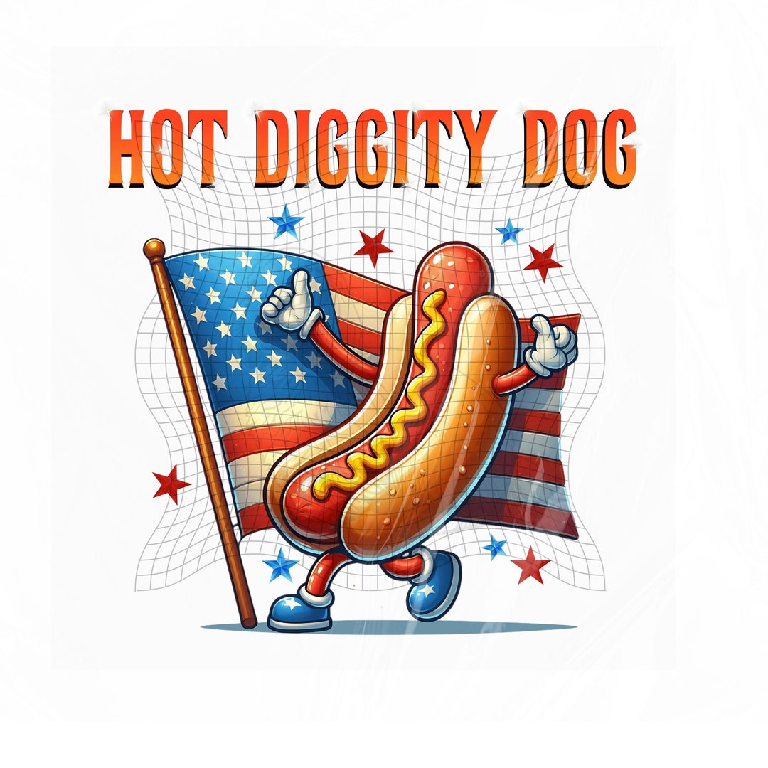 Patriotic Hot Dog PNG | Hot Diggity Dog American Flag Design | Stars ...