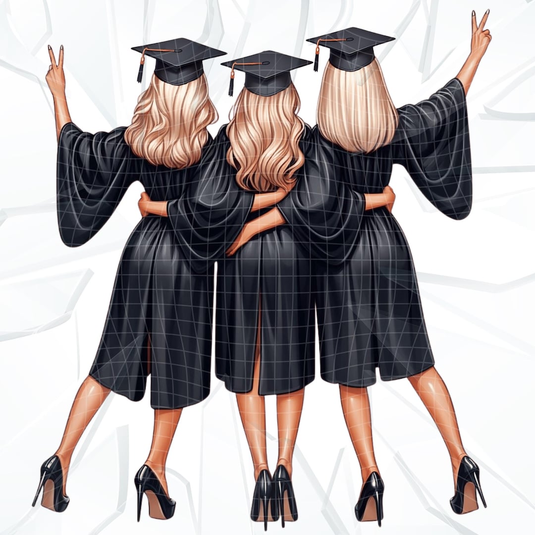 Clip Art Graduation Girl Triple Graduation Clipart High School College ...