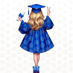 Graduation Girl Clipart, High School & College Grad, Blonde in Blue ...