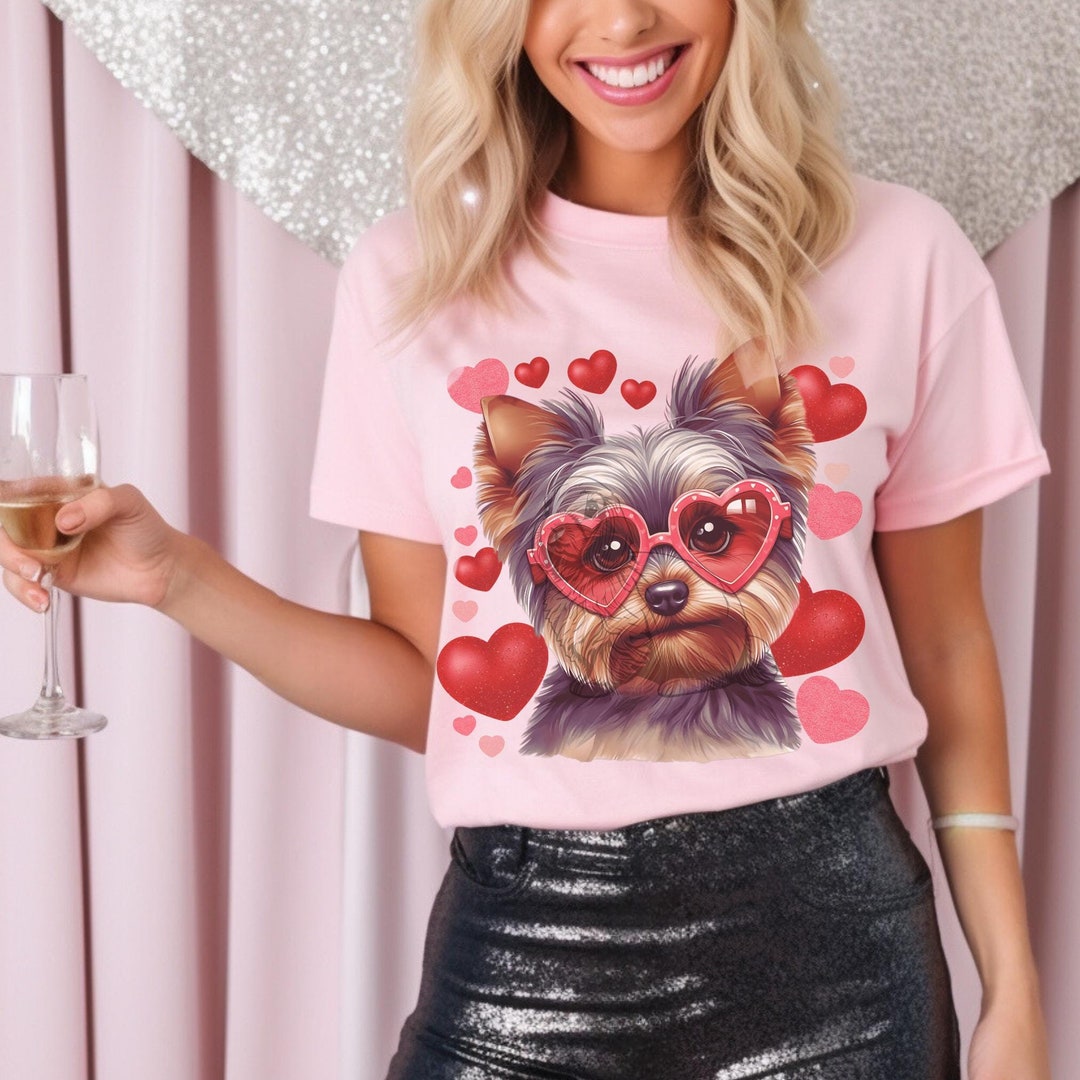 Valentine Yorkie Dog Graphic Design - Cute Love-themed Digital Download ...